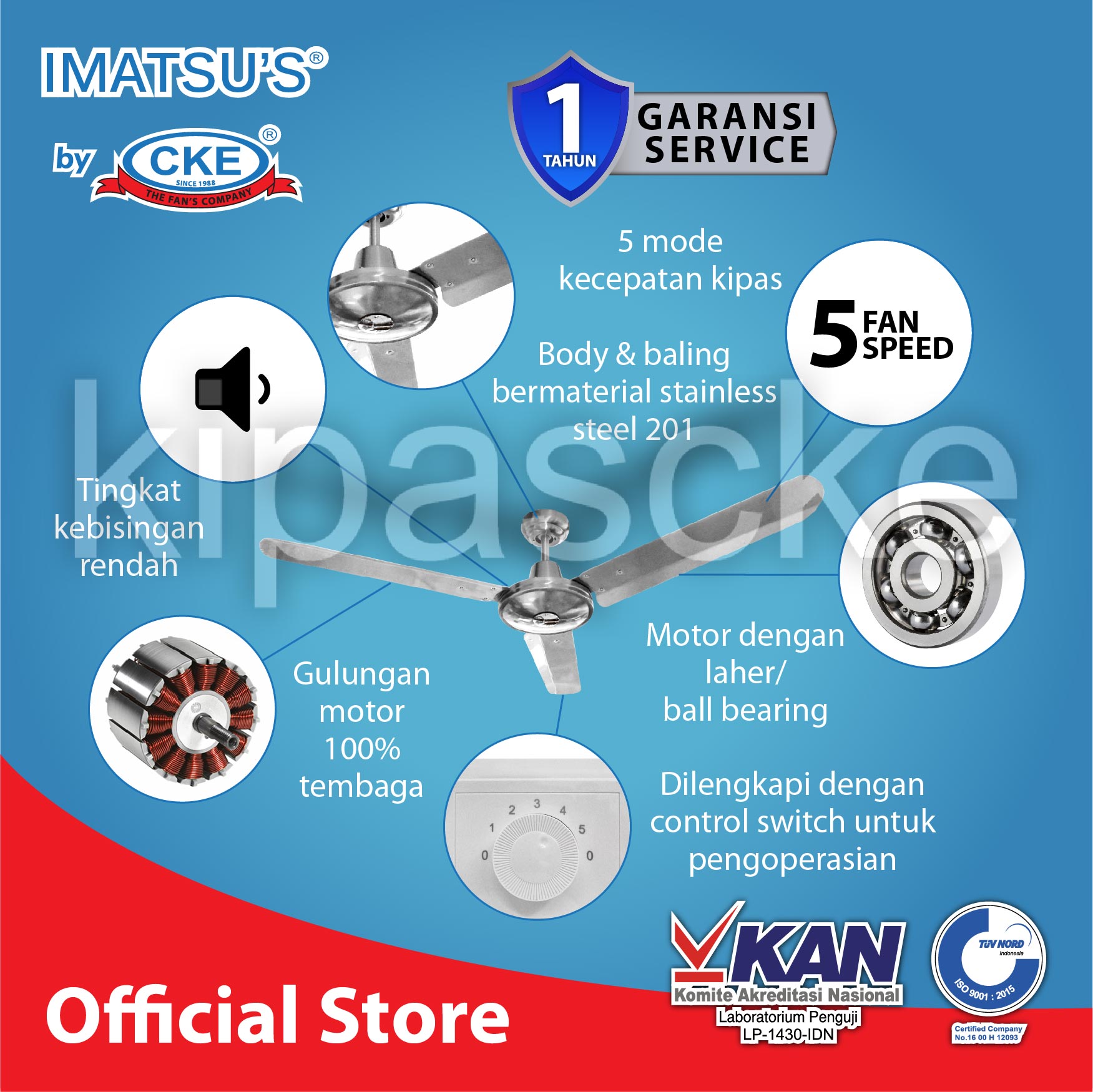 CLF-FC140-3B-JH | Ceiling Fan | KIPAS CKE