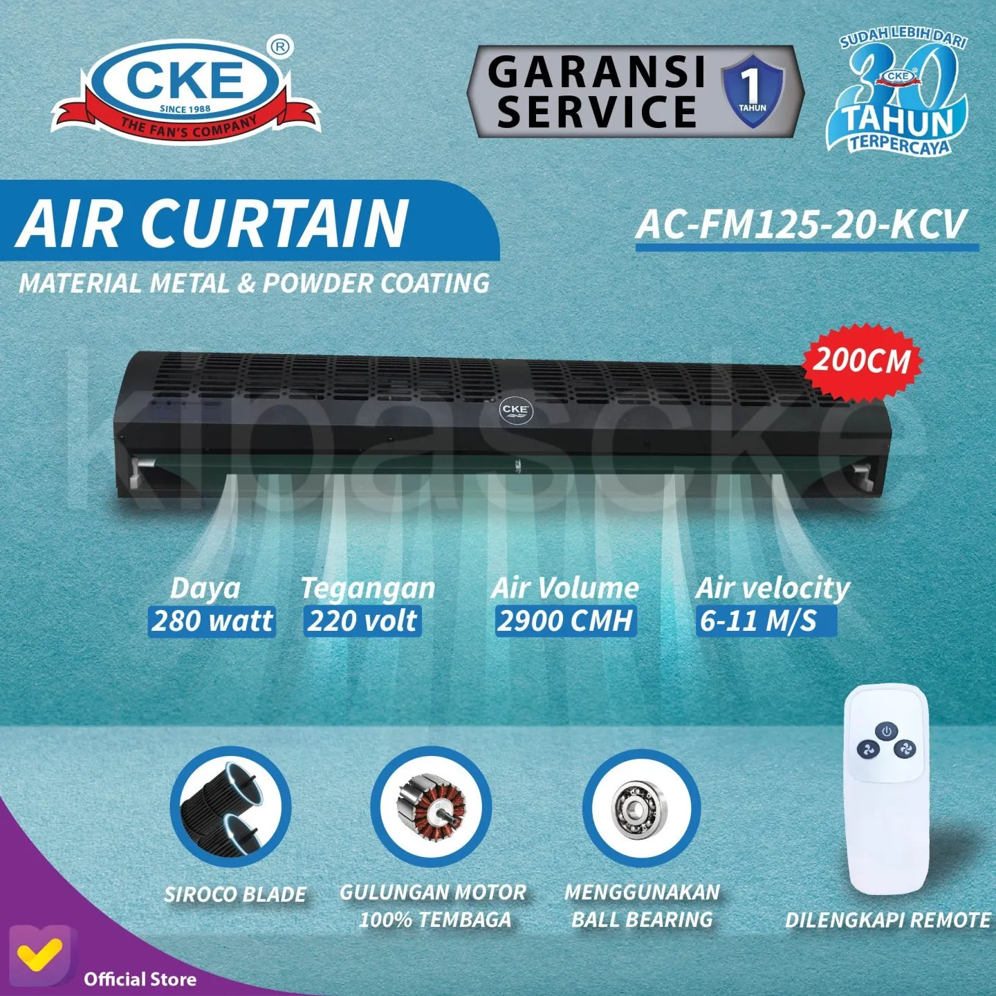 AC-FM125-20-KCV | Air Curtain | KIPAS CKE