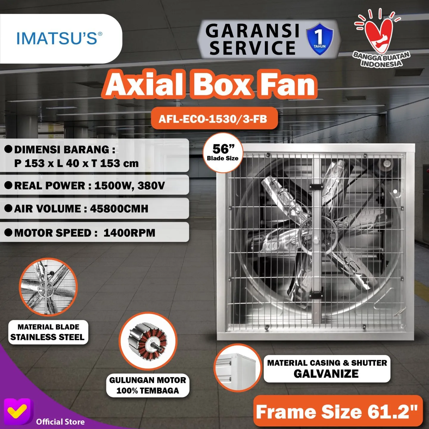 AFL-ECO-1530/3-FB | Box Fan | KIPAS CKE