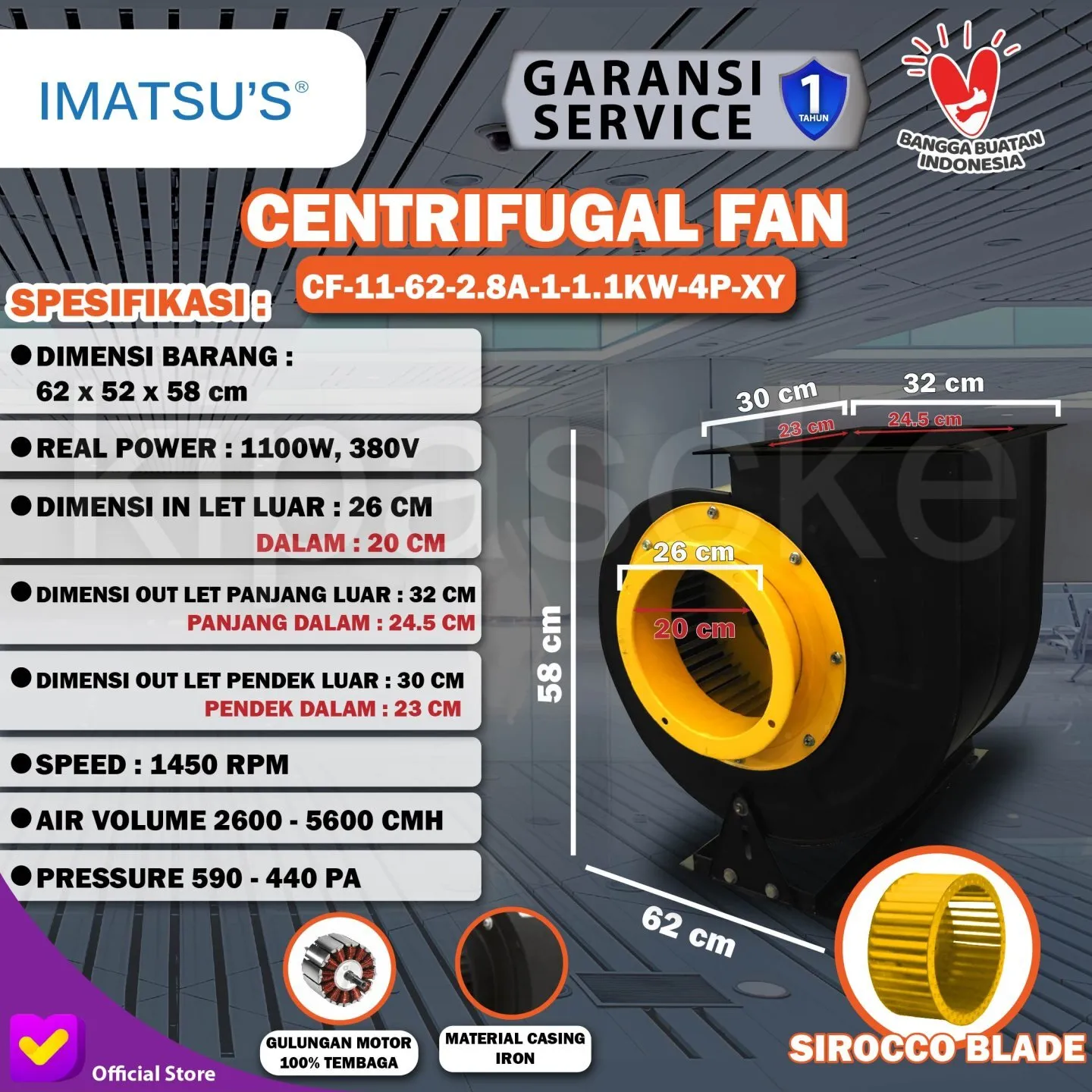 CF-11-62-2.8A-1-1.1KW-4P-XY | Centrifugal Fan | KIPAS CKE