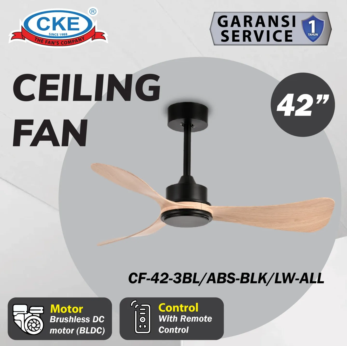 CF-42-3BL/ABS-BLK/LW-ALL | Ceiling Fan | KIPAS CKE
