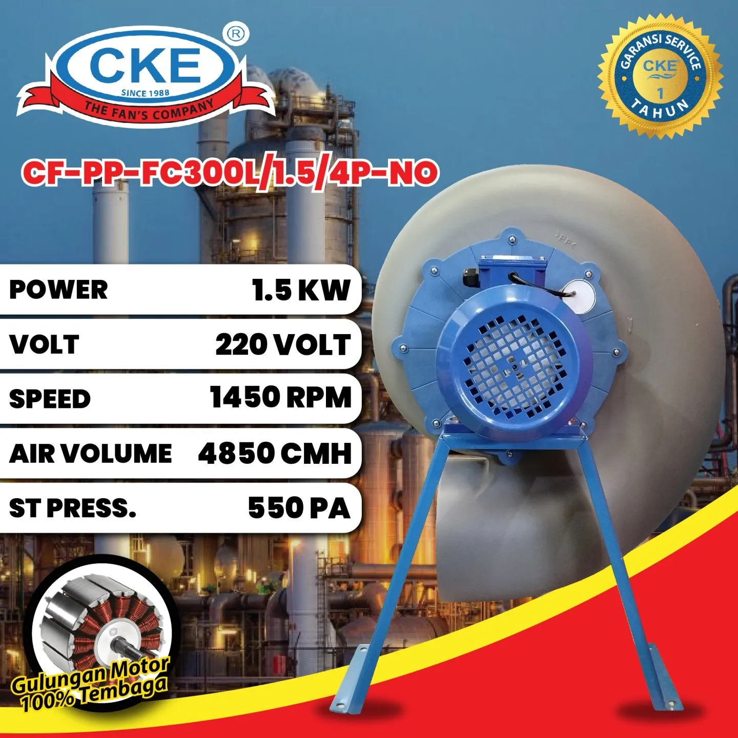 CF-PP-FC300L/1.5/4P-NO | Centrifugal Fan | KIPAS CKE