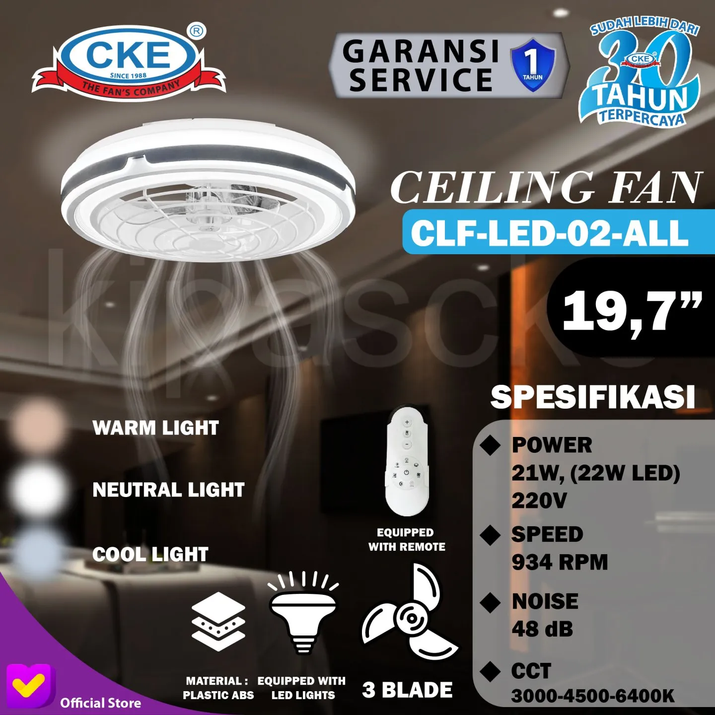 CLF-LED-02-ALL | Ceiling Fan | KIPAS CKE