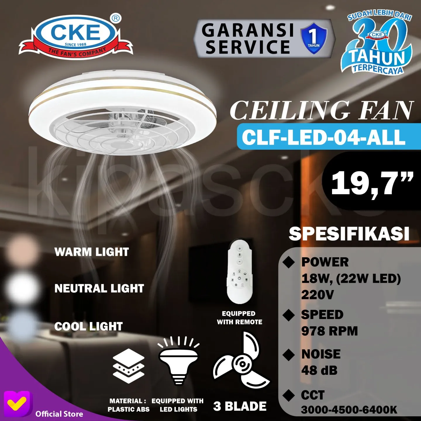 CLF-LED-04-ALL | Ceiling Fan | KIPAS CKE
