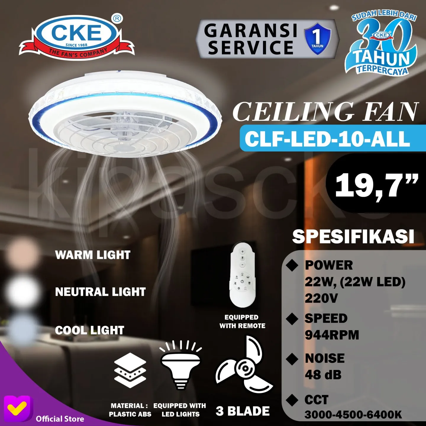 CLF-LED-010-ALL | Ceiling Fan | KIPAS CKE