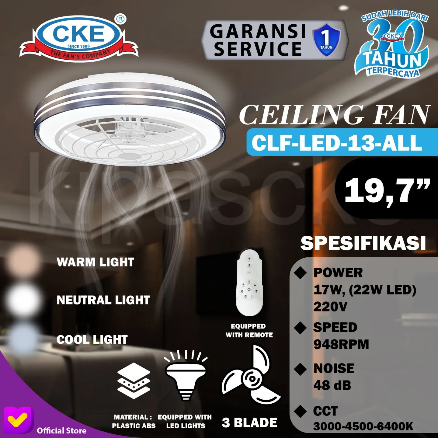 CLF-LED-13-ALL | Ceiling Fan | KIPAS CKE