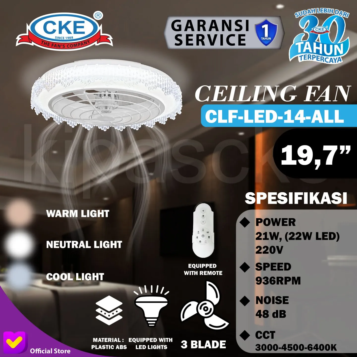 CLF-LED-14-ALL | Ceiling Fan | KIPAS CKE