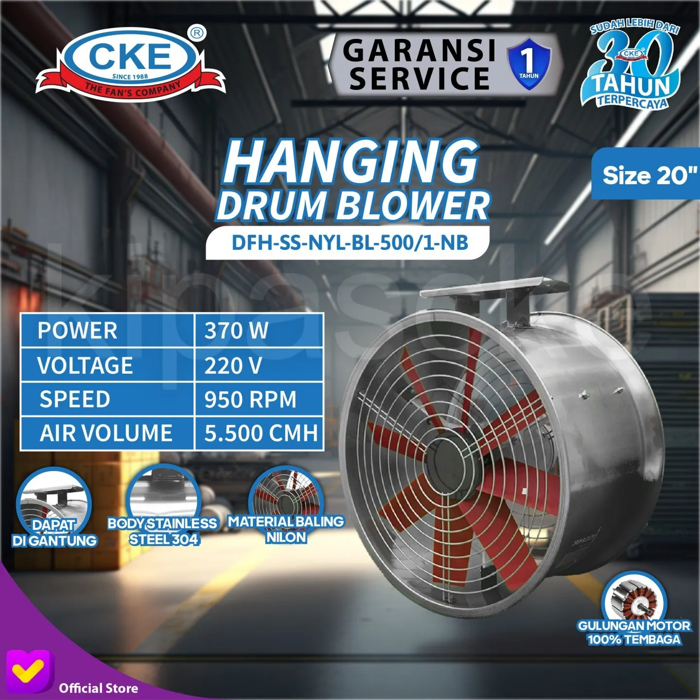 DFH-SS-NYL-BL-500/1-NB | Drum Fan | KIPAS CKE