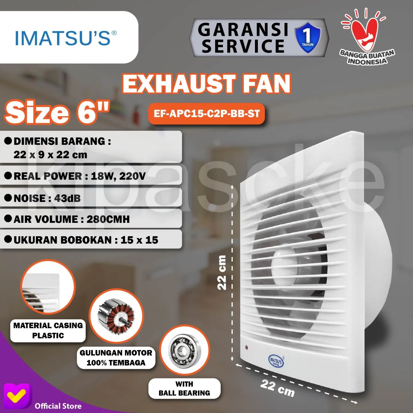 EF-APC15-C2P-BB-ST | Exhaust Fan | KIPAS CKE