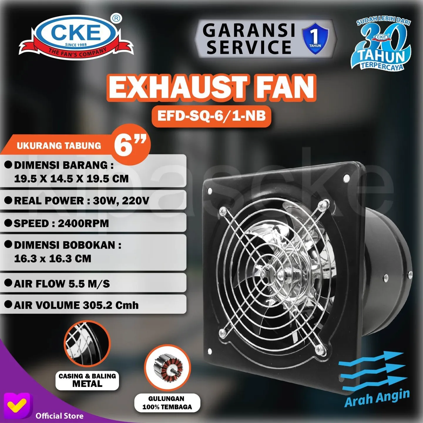 EFD-SQ-6/1-NB | Exhaust Fan | KIPAS CKE
