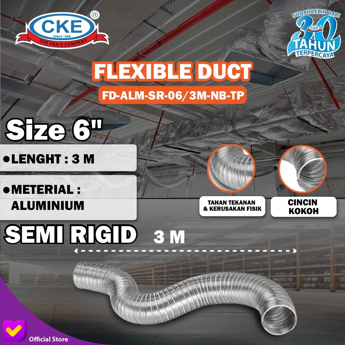 FD-ALM-SR-06/3M-NB-TP | Flexible Duct | KIPAS CKE