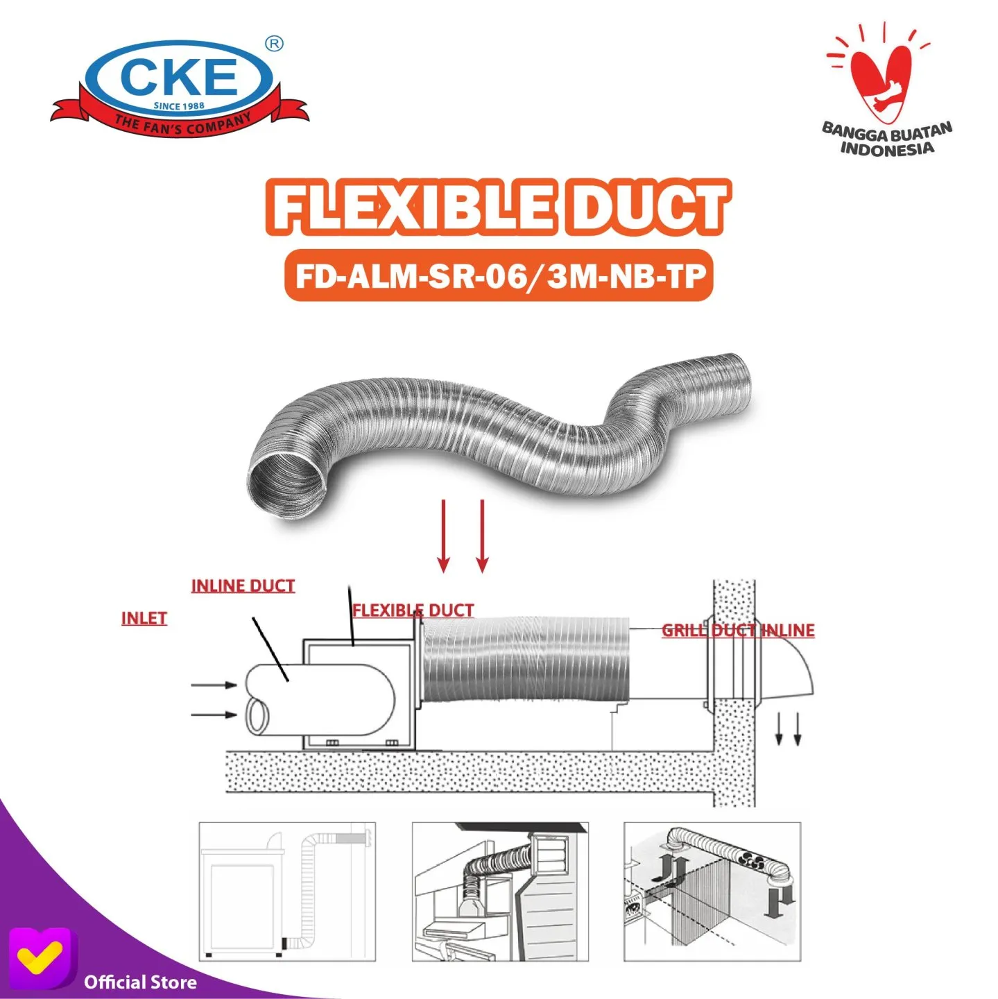 FD-ALM-SR-06/3M-NB-TP | Flexible Duct | KIPAS CKE