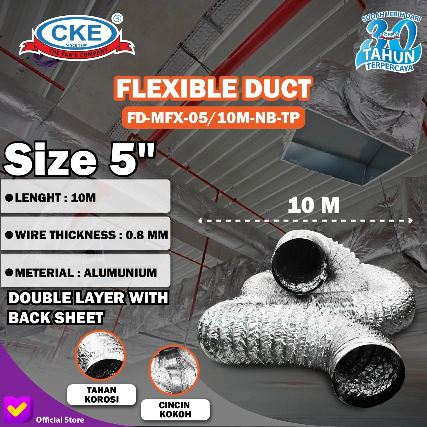 FD-MFX-05/10M-NB-TP | Flexible Duct | KIPAS CKE
