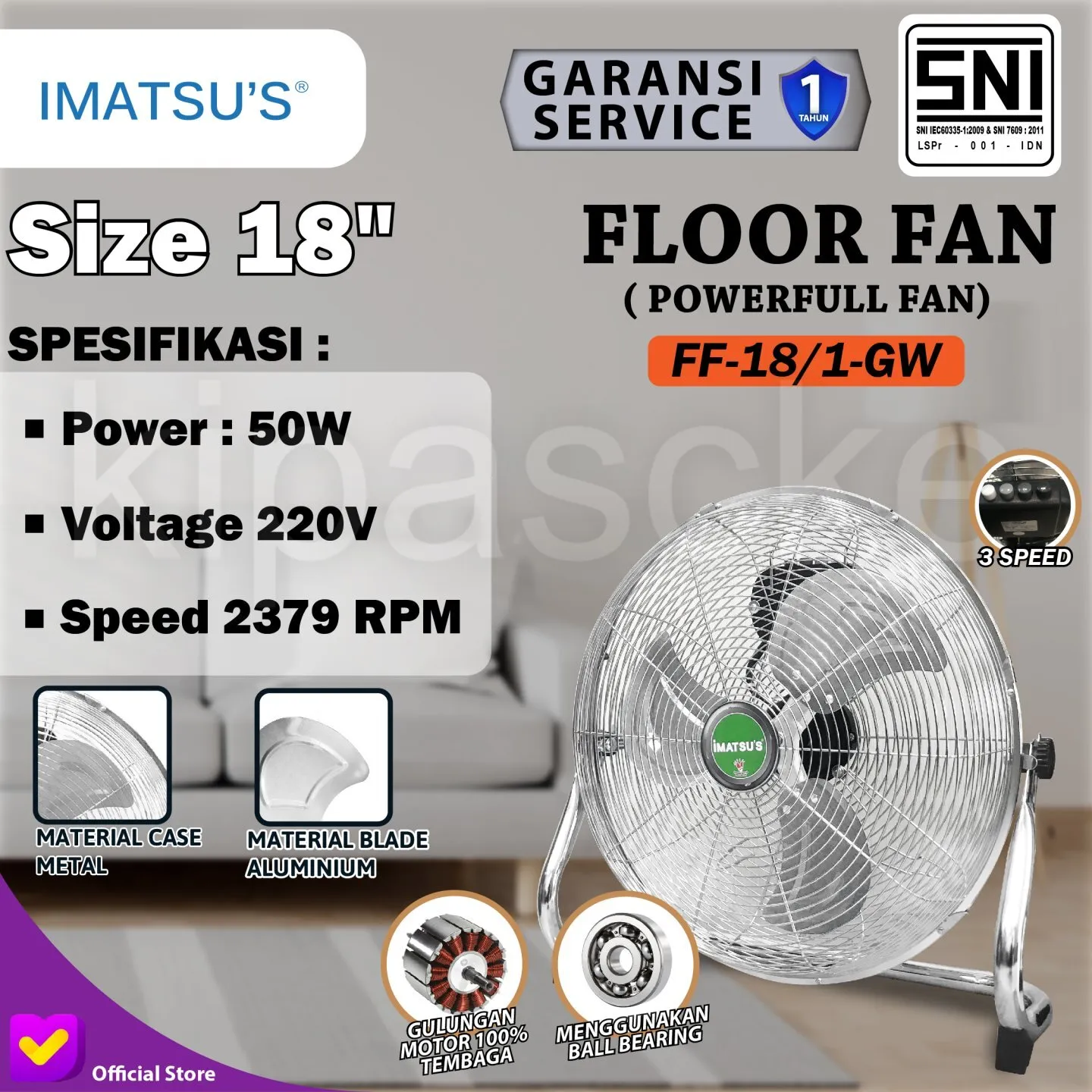 FF-18/1-GW | Powerfull Fan | KIPAS CKE