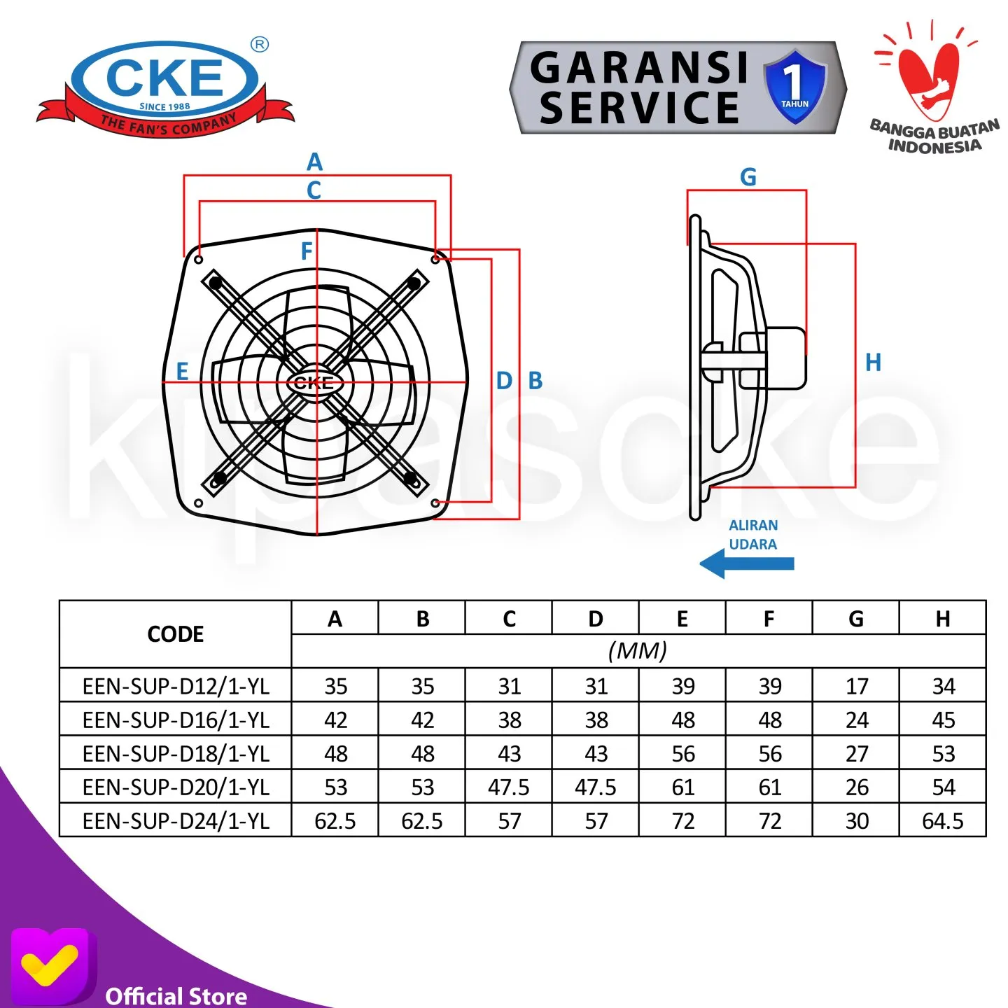 EEN-SUP-D24/1-YL | Exhaust Fan | KIPAS CKE