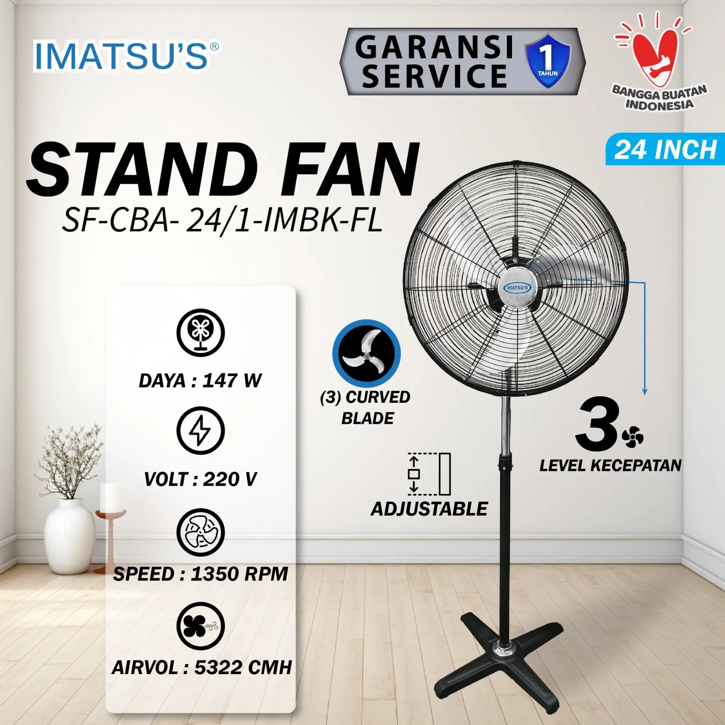 SF-CBA-24/1-IMBK-FL | Stand Fan | KIPAS CKE