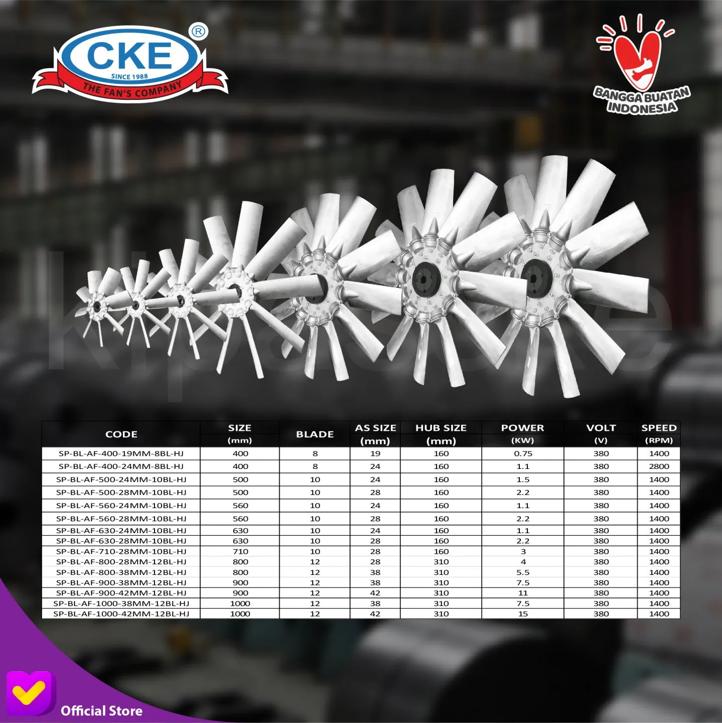 SP-BL-AF-400-24MM-8BL-HJ | Fan Blade | KIPAS CKE