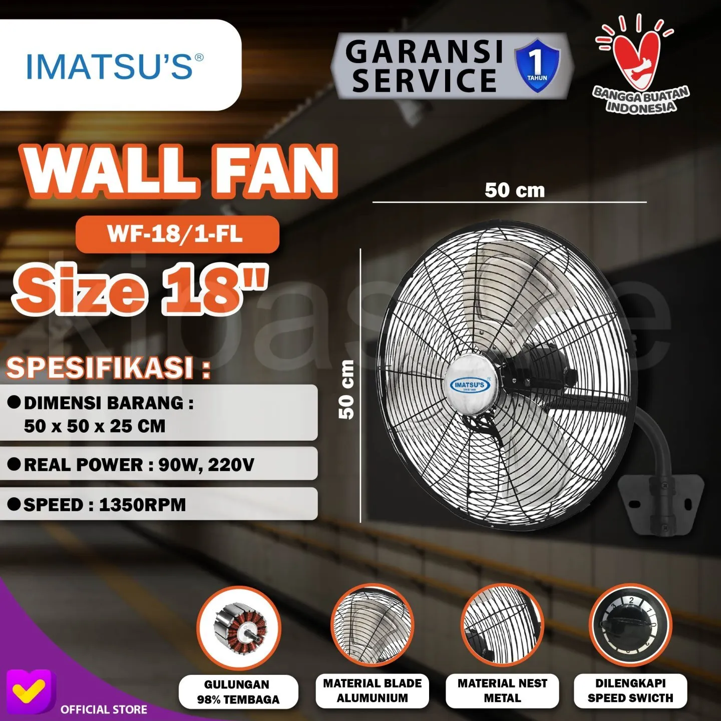 WF-18/1-FL | Wall Fan | KIPAS CKE