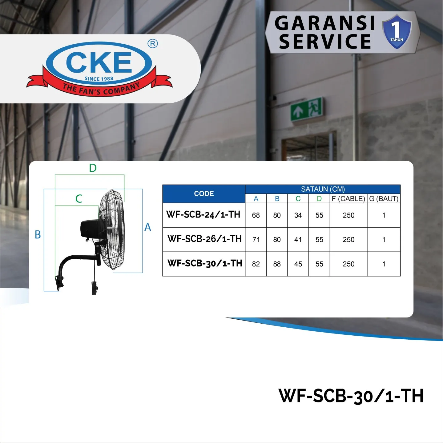 WF-SCB-30/1-TH | Wall Fan | KIPAS CKE