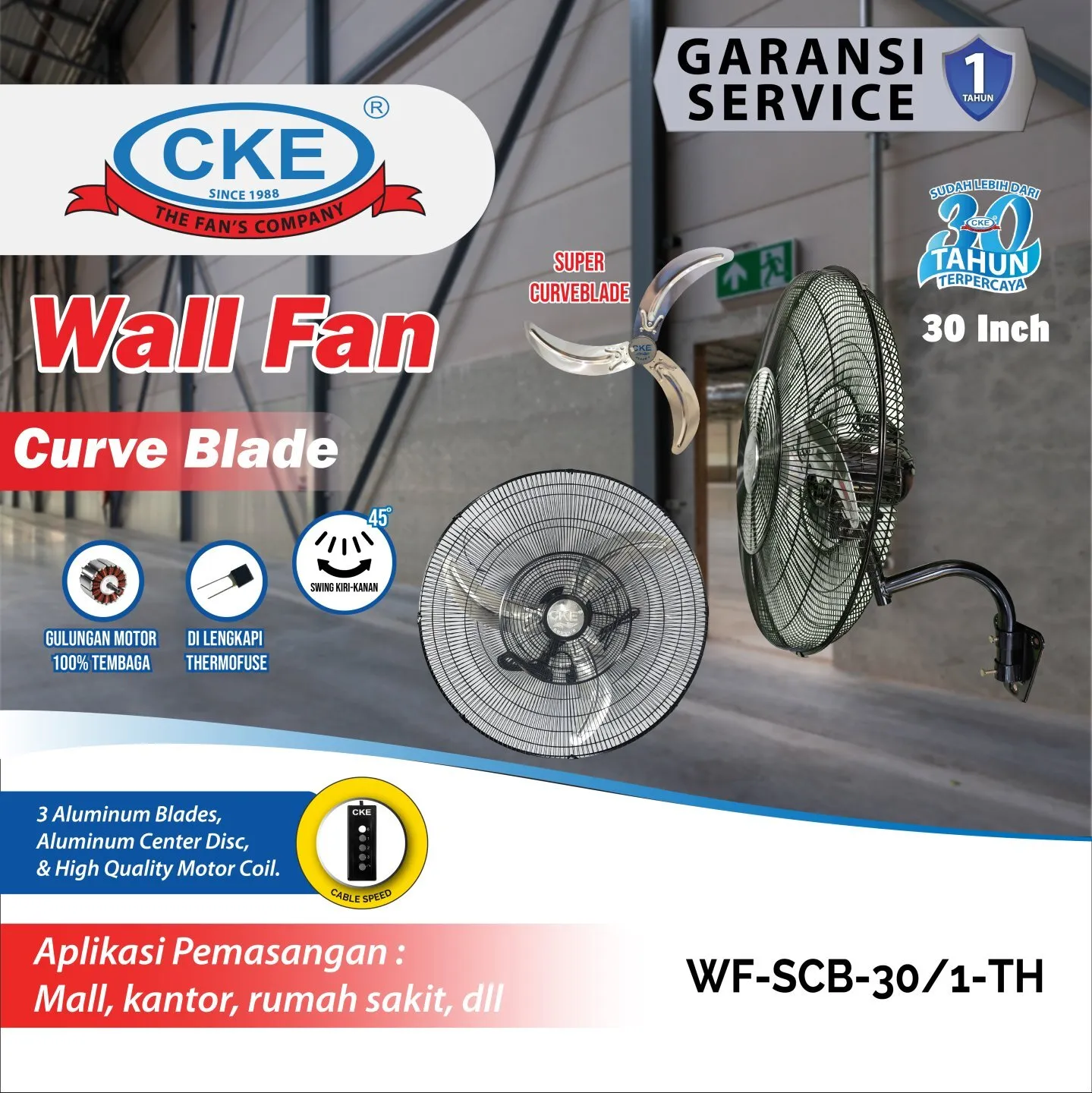 WF-SCB-30/1-TH | Wall Fan | KIPAS CKE