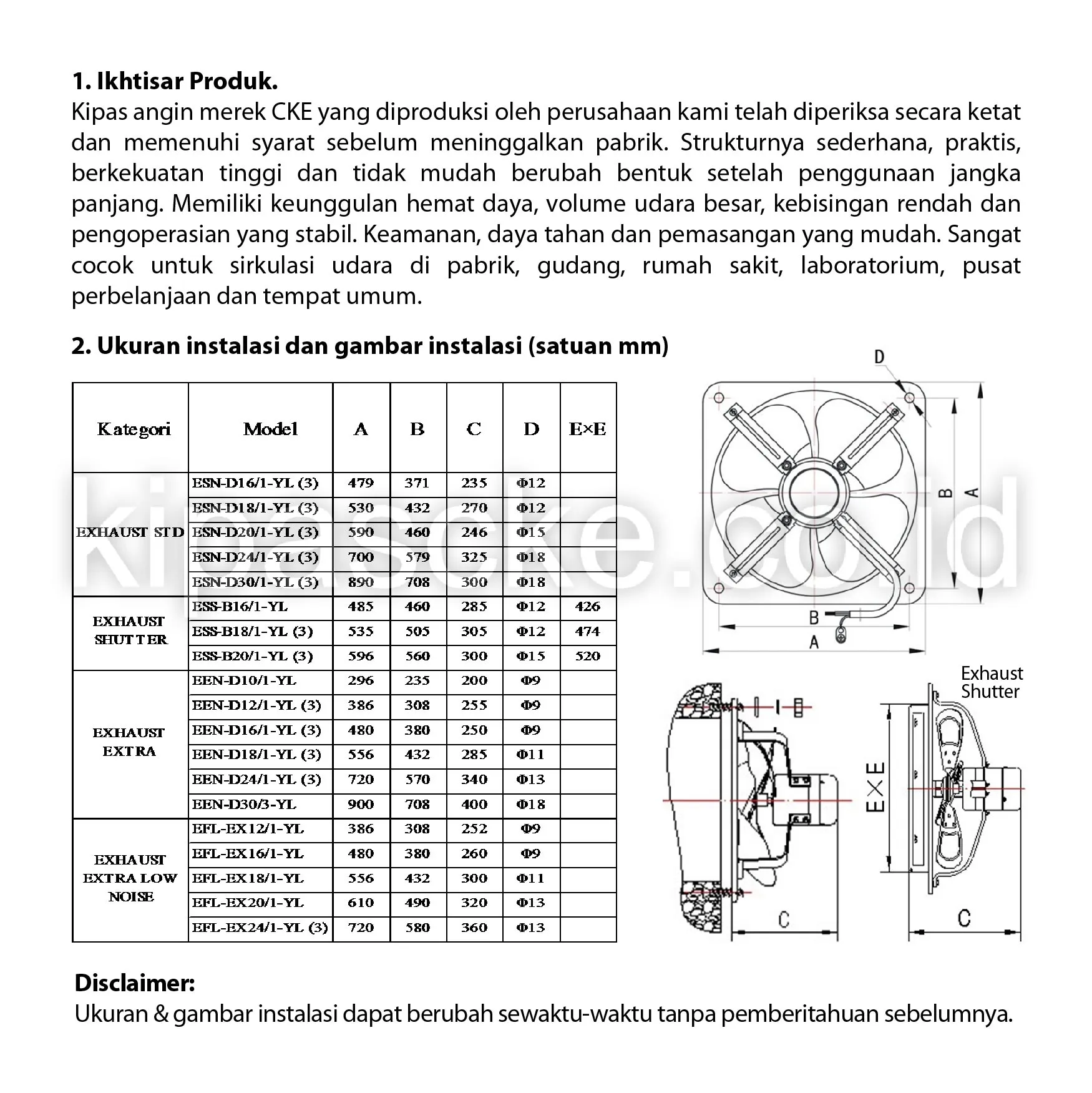 ESN-D20/3-YL | Exhaust Fan | KIPAS CKE