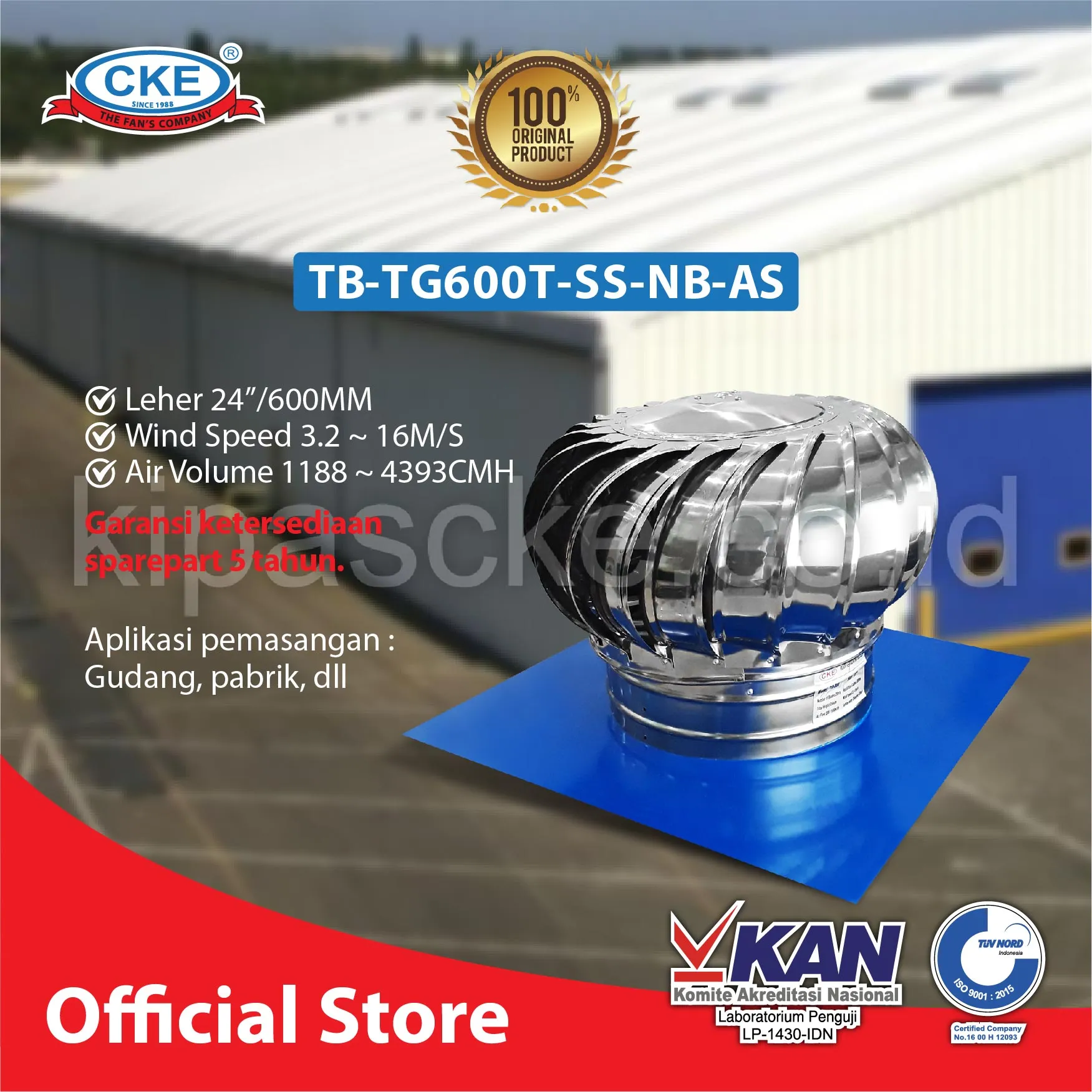 TB-TG600T-SS-NB-AS | Turbin Ventilator | KIPAS CKE