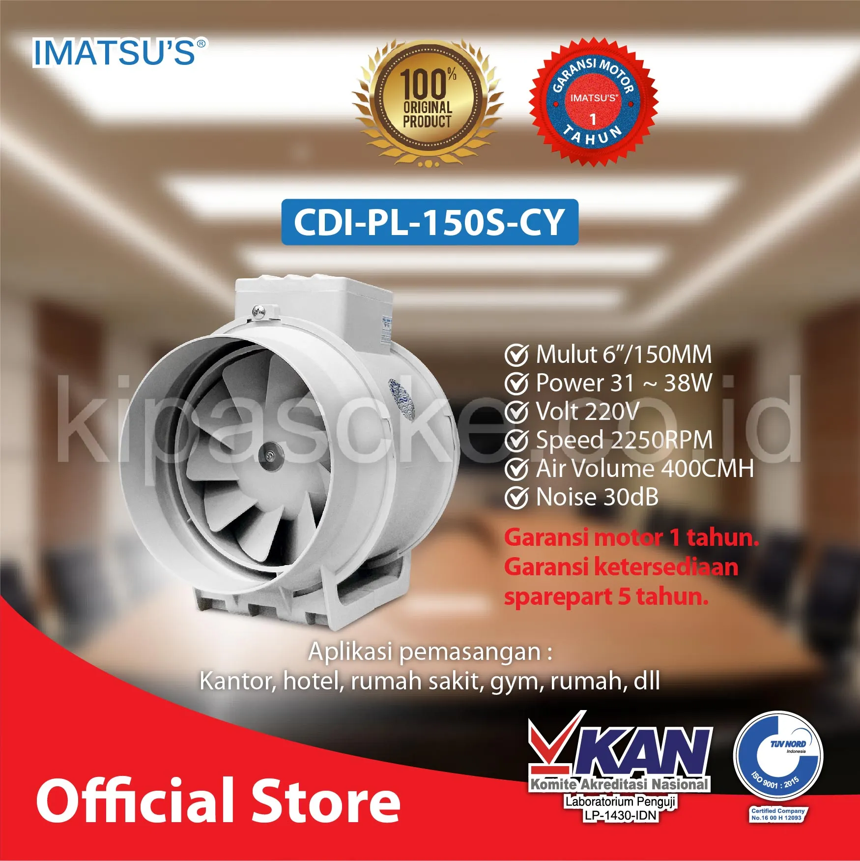 CDI-PL-150S-CY | Inline Duct | KIPAS CKE