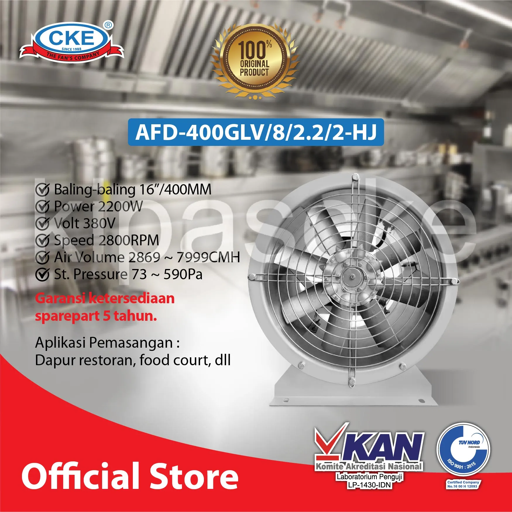 AFD-400GLV/8/2.2/2-HJ | Axial Fan Direct | KIPAS CKE