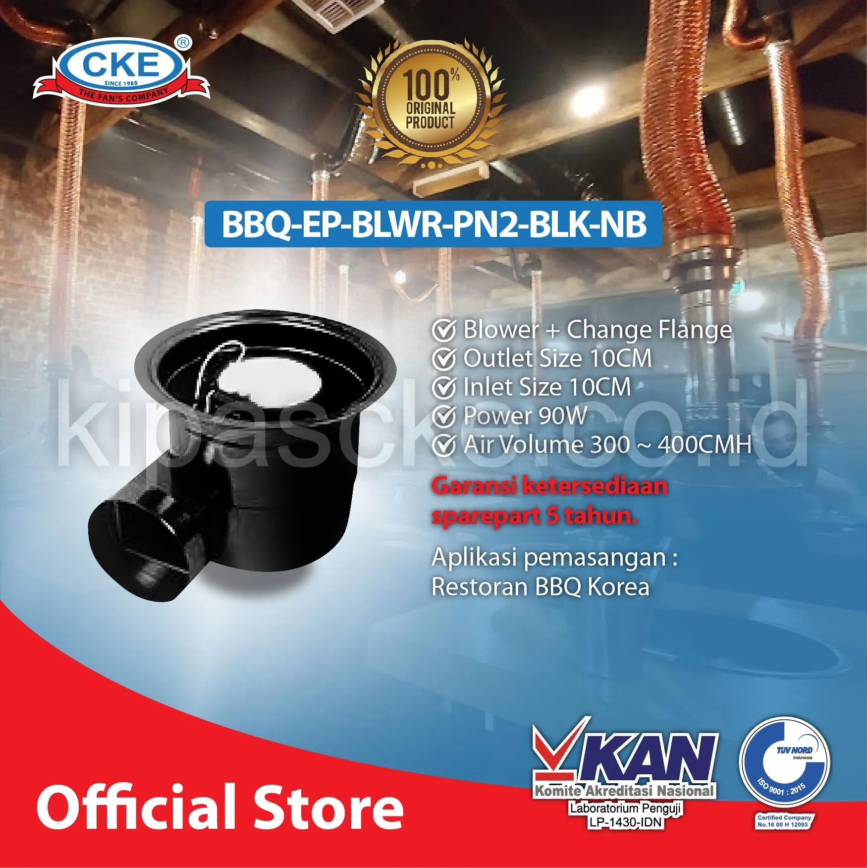 BBQ-EP-BLWR-PN2-BLK-NB | Korean barbeque Exhaust | KIPAS CKE