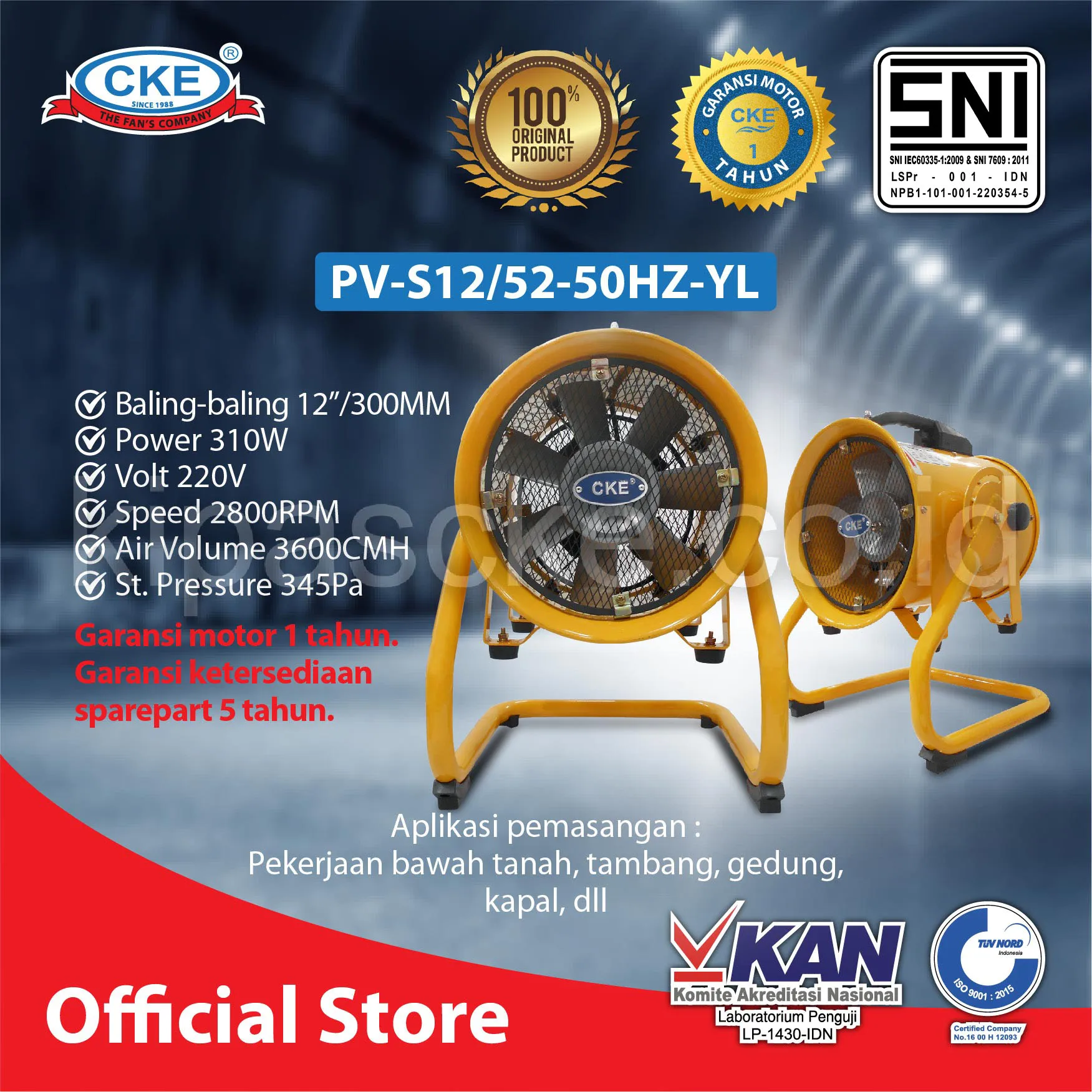 PV-S12/52-50HZ-YL | Portable Ventilator | KIPAS CKE