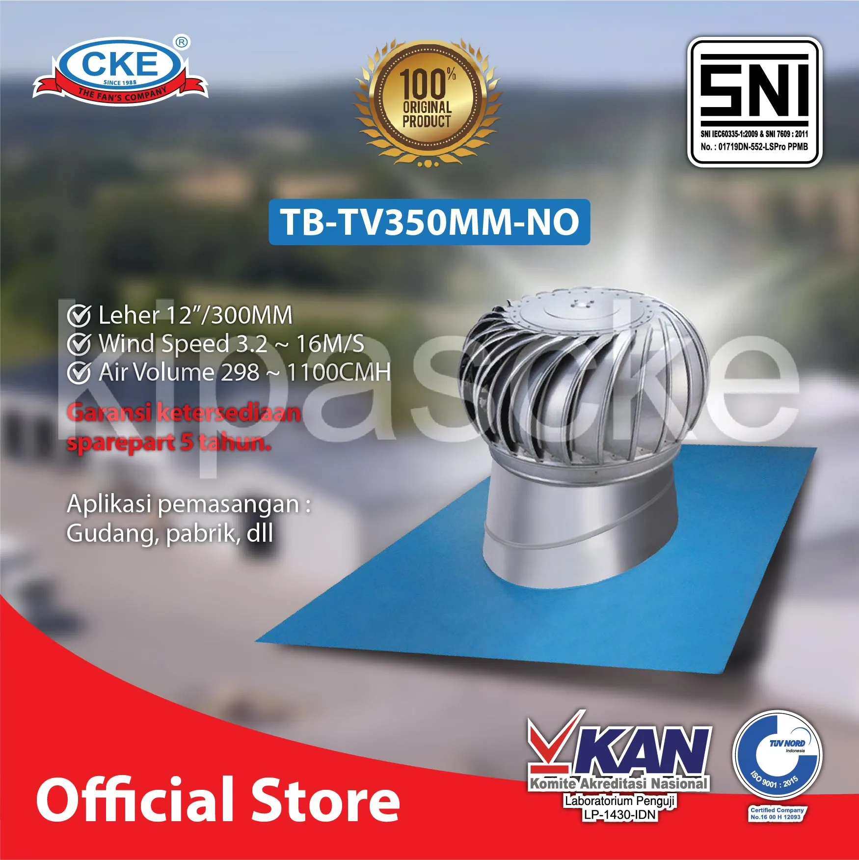 TB-TV350MM-NO | Turbin Ventilator | KIPAS CKE