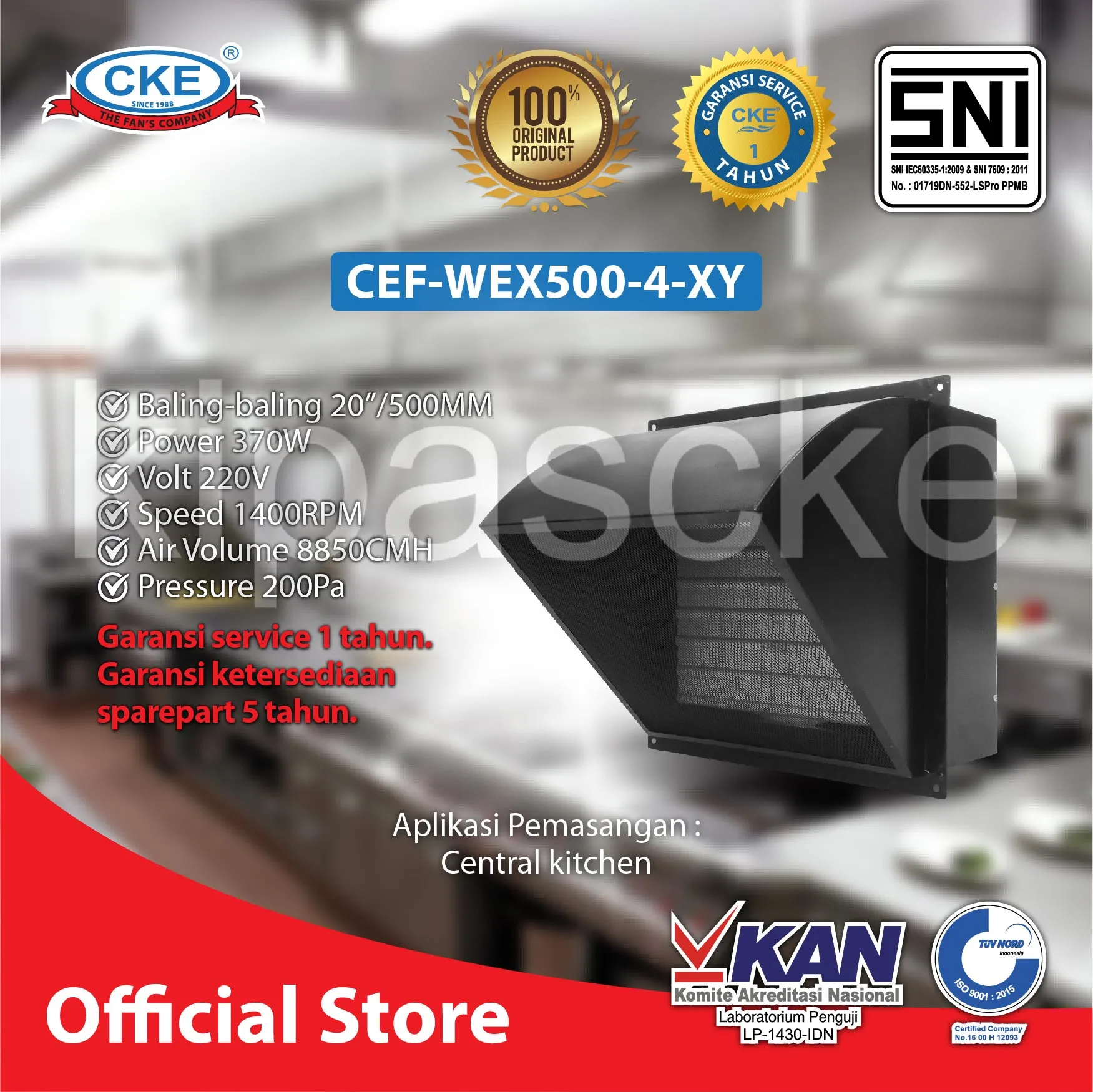 CEF-WEX500-4-XY | Exhaust Fan with Rain Cover | KIPAS CKE