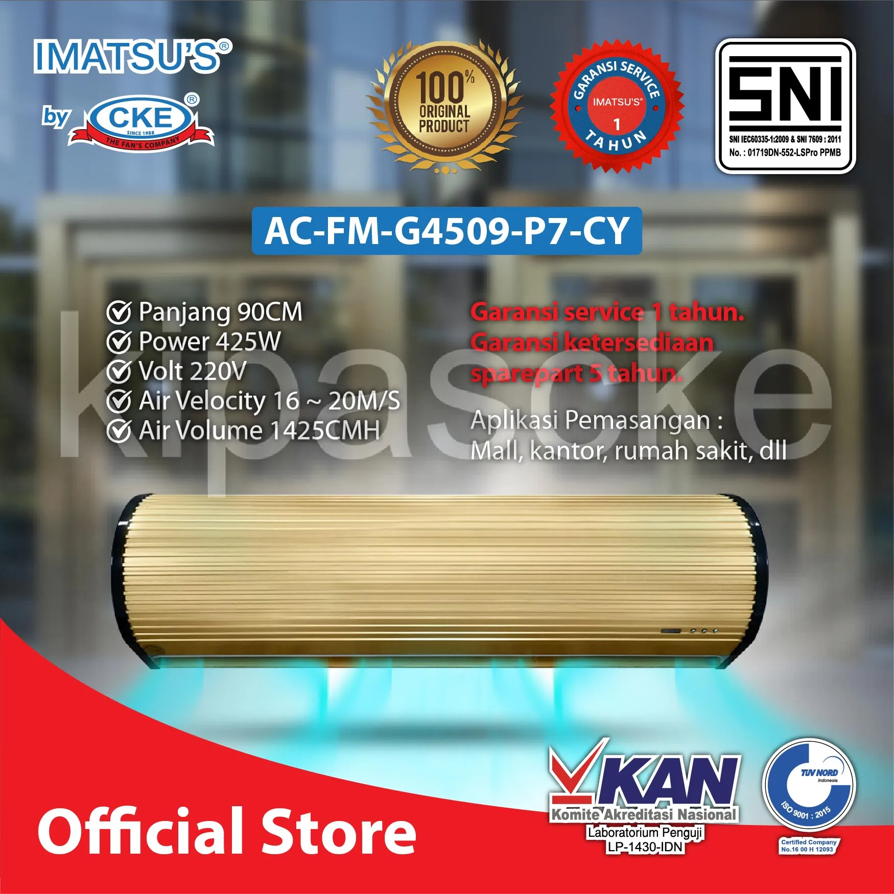AC-FM-G4509-P7-CY | Air Curtain | KIPAS CKE