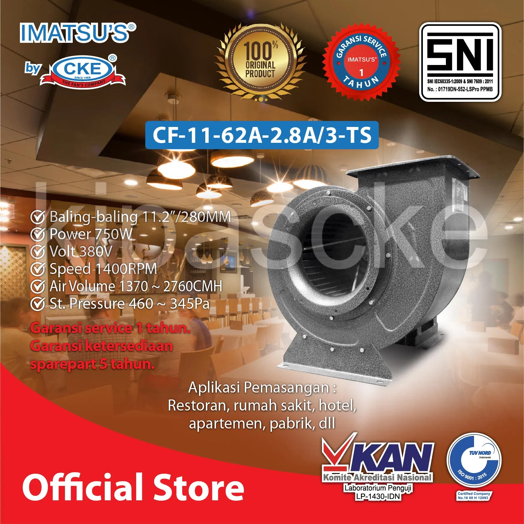CF-11-62A-2.8A/3-TS | Centrifugal Fan | KIPAS CKE