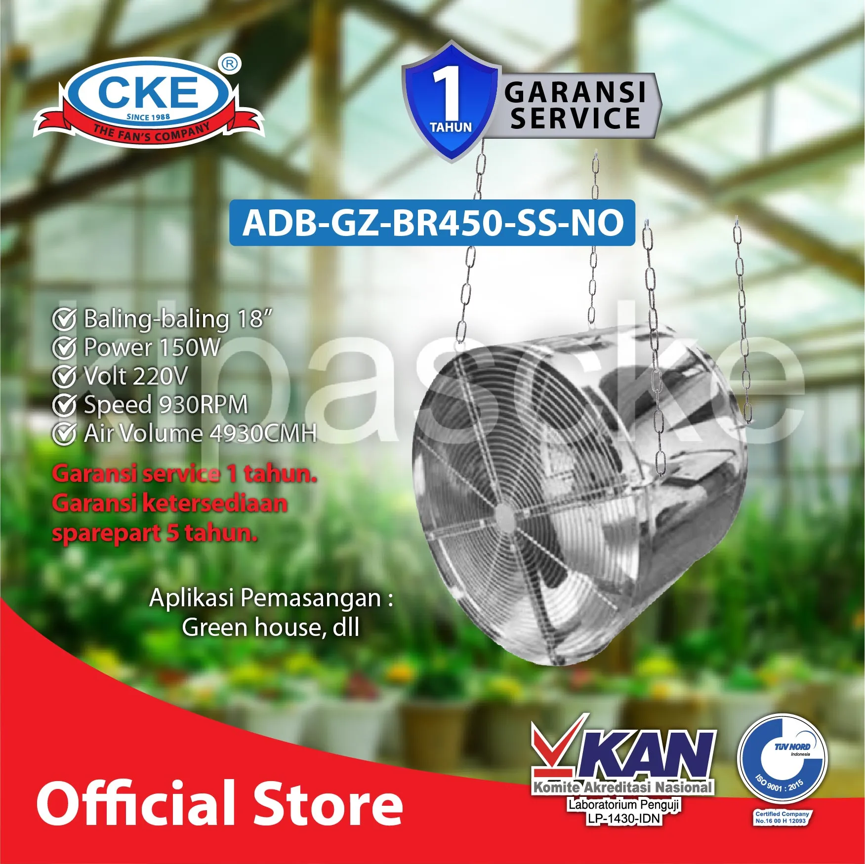 ADB-GZ-BR450-SS-NO | Axial Fan | KIPAS CKE