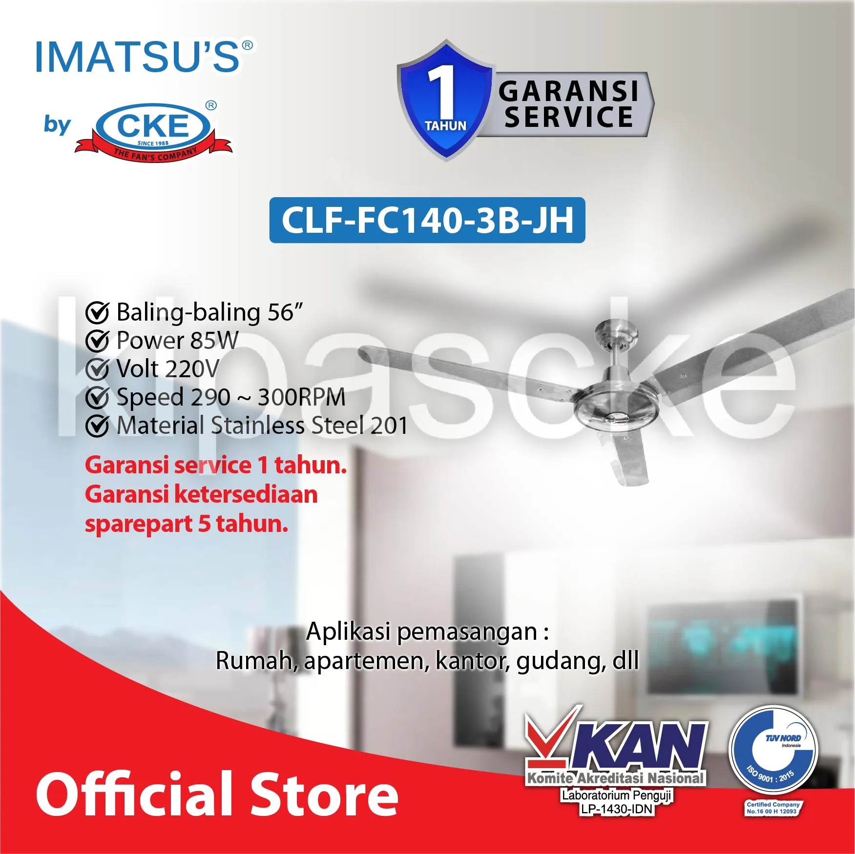 CLF-FC140-3B-JH | Ceiling Fan | KIPAS CKE