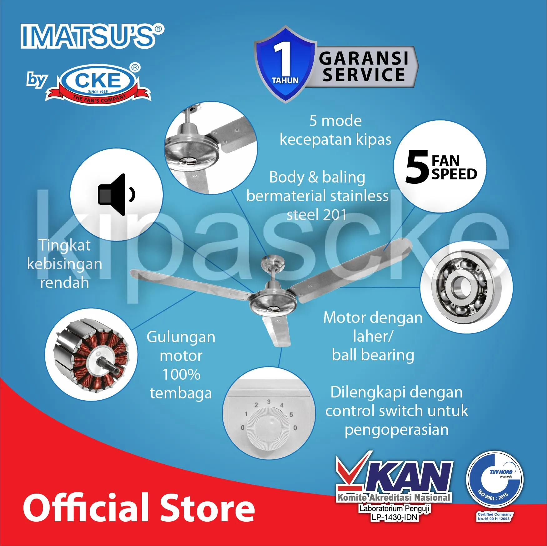 CLF-FC140-3B-JH | Ceiling Fan | KIPAS CKE